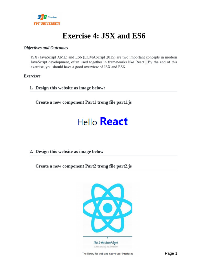JSX and ES6: Hands-On Exercises | PDF | Computing | Web Development