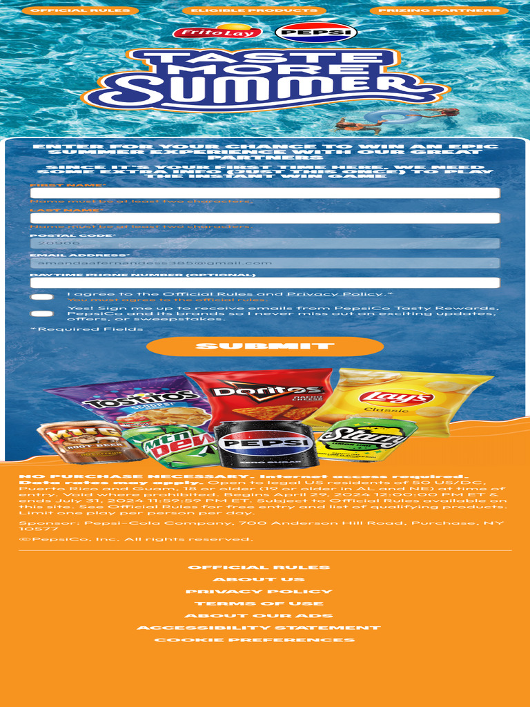 PepsiCo Summer Sweepstakes Rules | PDF