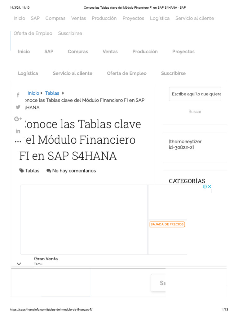 Conoce Las Tablas Clave Del Módulo Financiero FI en SAP S4HANA - SAP | PDF | Cookie HTTP | Logística