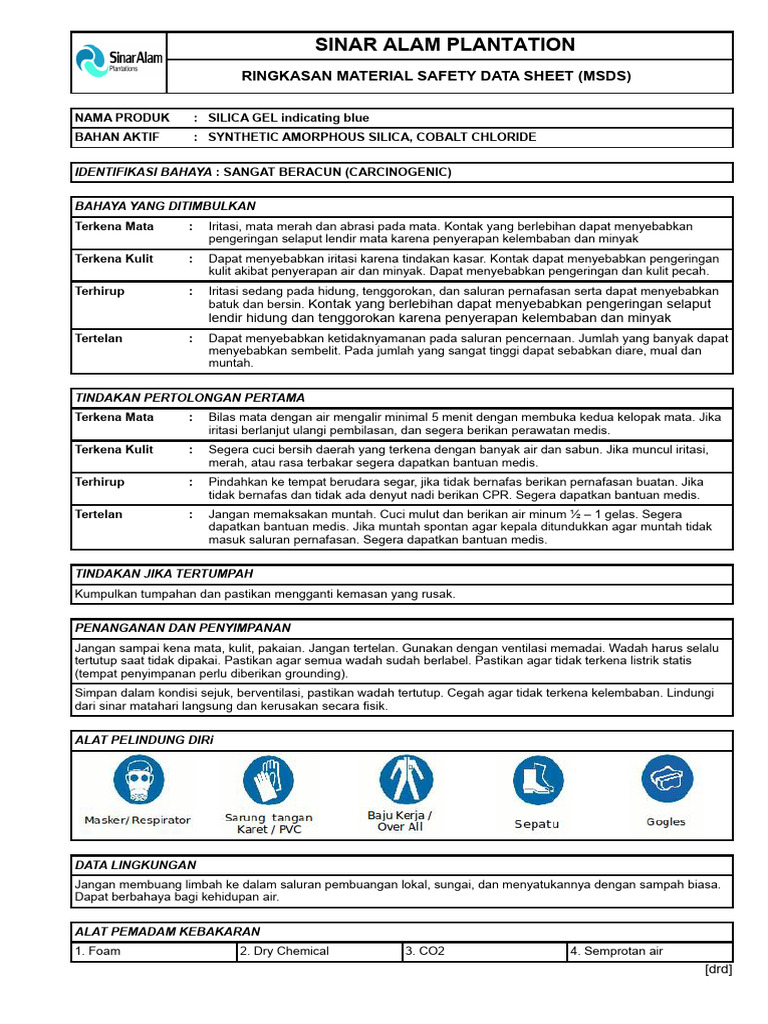 MSDS Ringkasan SilicaGel | PDF