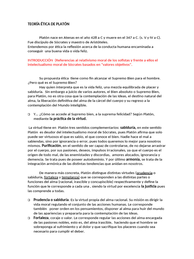 Etica de Platon | PDF | Platón | Virtud