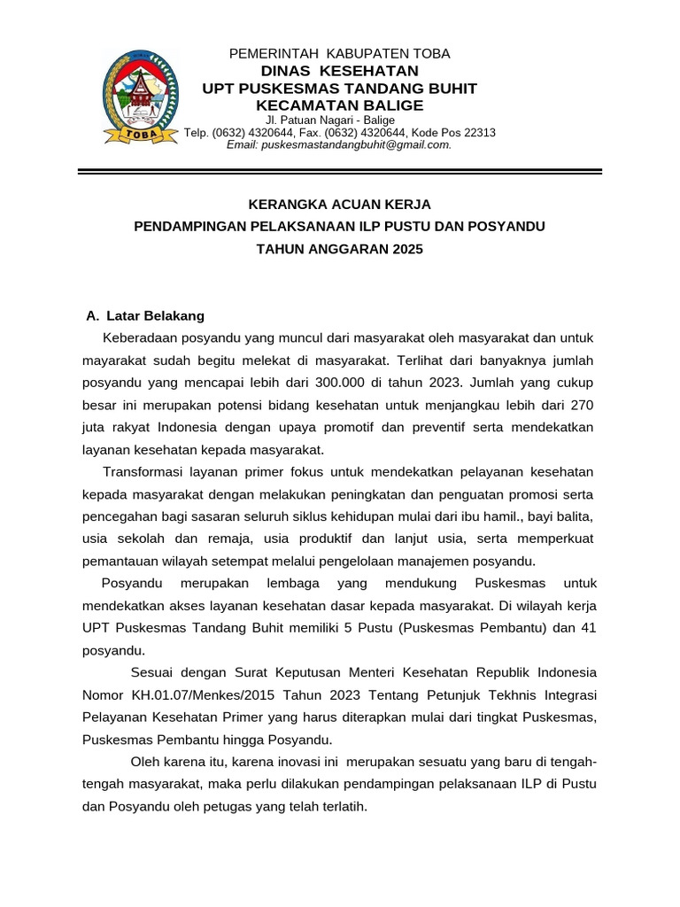 Pendampingan ILP di Pustu dan Posyandu | PDF