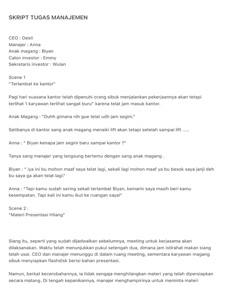 Skript Tugas Manajemen | PDF