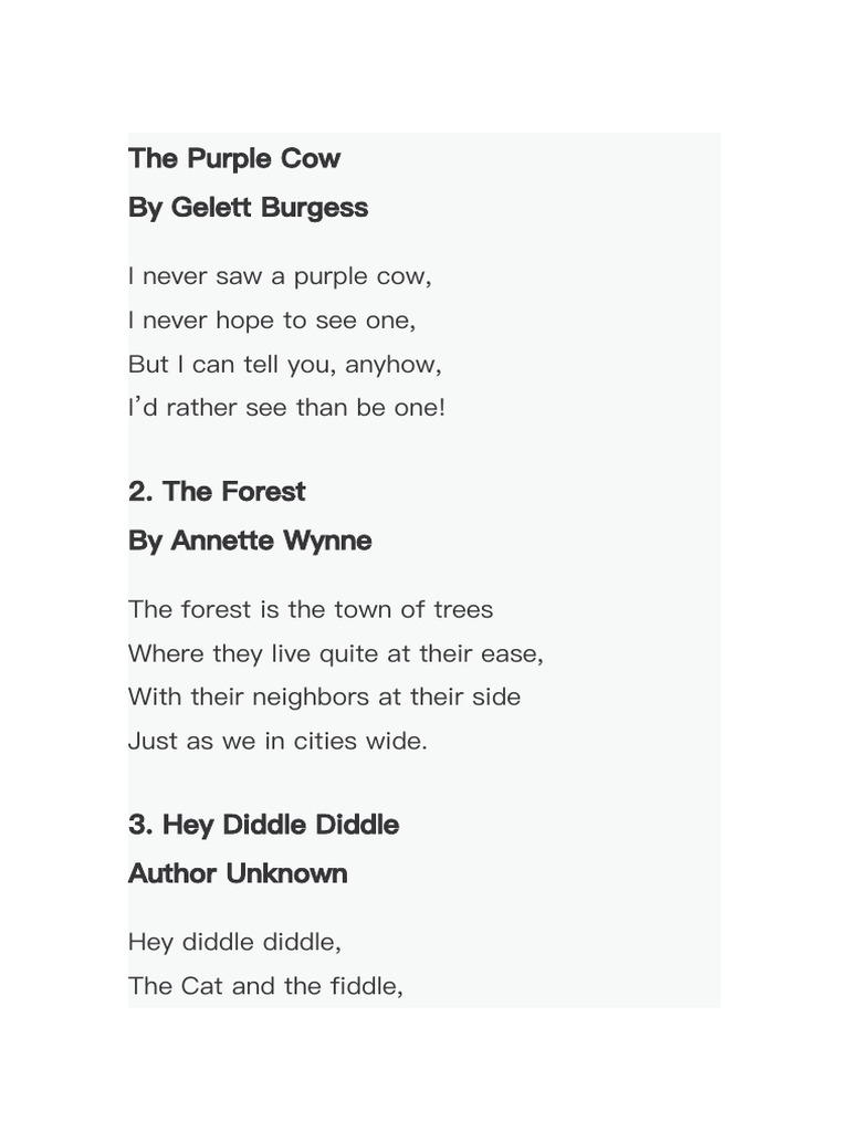 Classic Children's Poems Collection | PDF