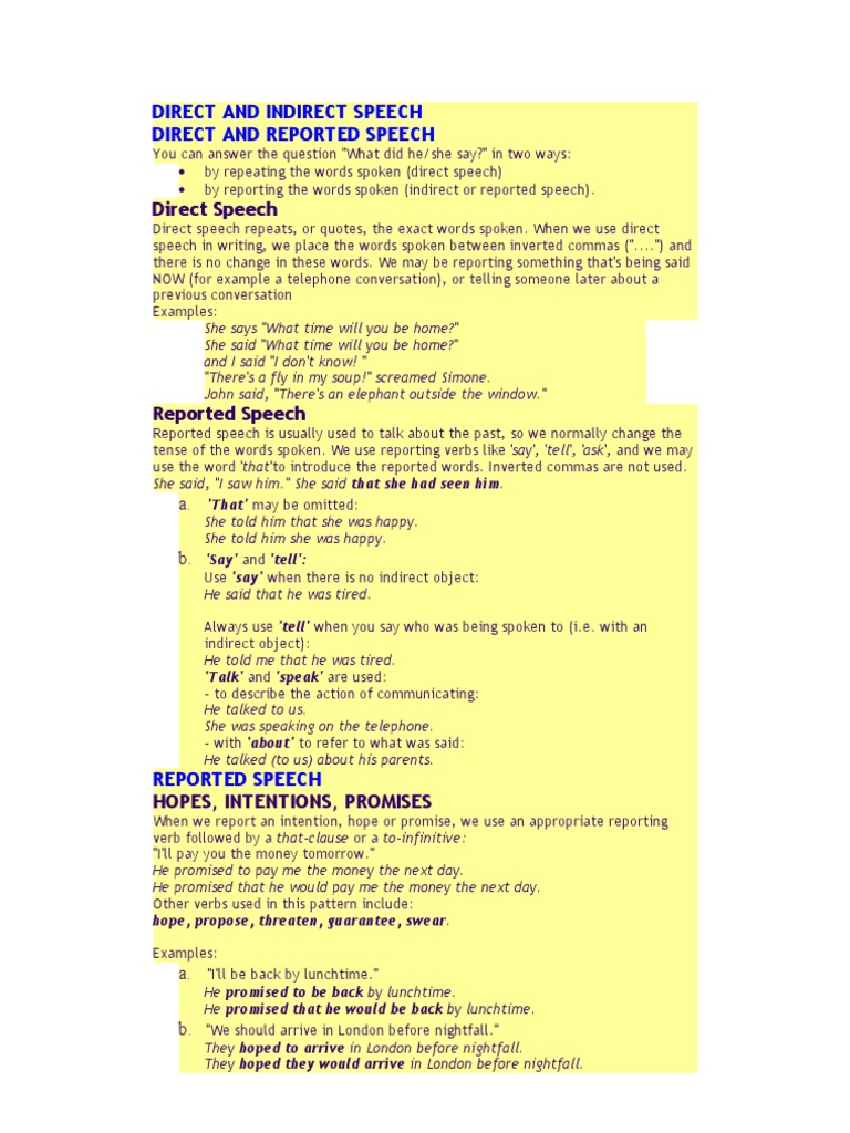 Understanding Direct and Reported Speech | PDF