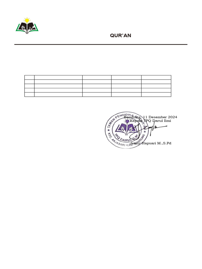 Data Pendidik TPQ Darul Ilmi 2024 | PDF