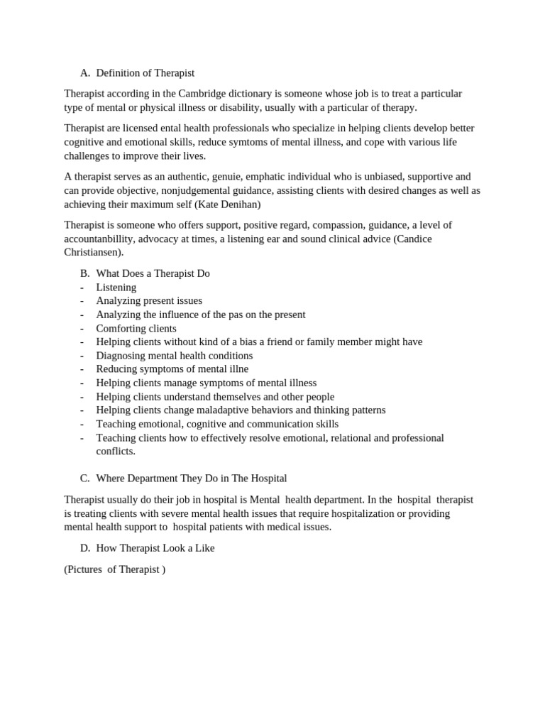 Therapist (English Club) | PDF