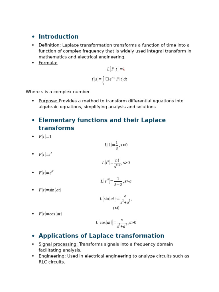 Document | PDF | Laplace Transform | Mathematical Analysis