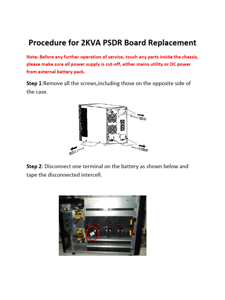 2KVA PSDR Board Replacement Procedure | PDF
