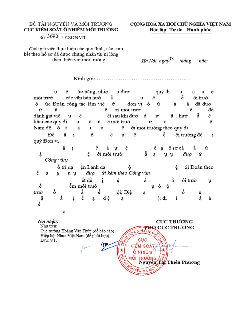 3690.KSONMT - QTMT Cong Van Gui Cac Don VI Danh Gia Viec Thuc Hien Cac ...