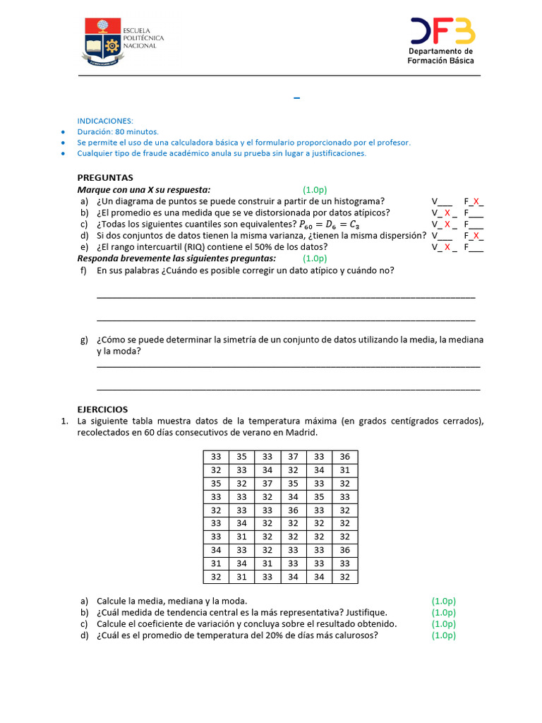 CORRECCIÓN Prueba 1 PEB 2024A GR4 | PDF | Muestreo (Estadísticas)