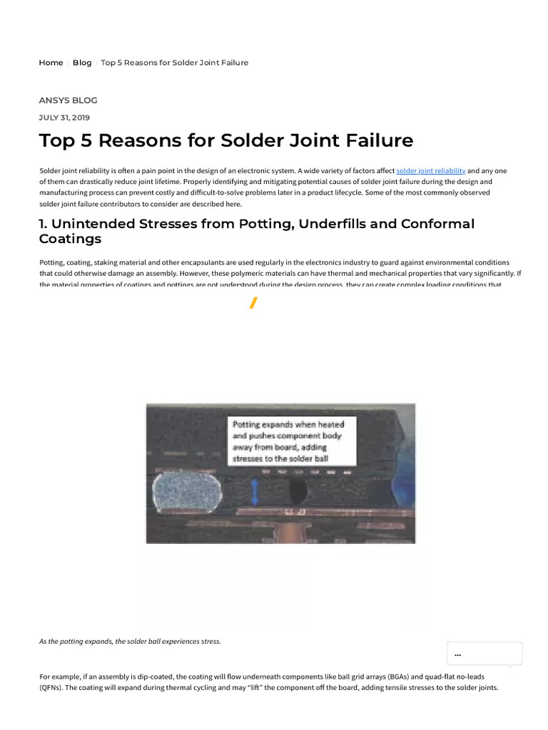 Top Reasons for Solder Joint Failures | PDF | Materials Science ...