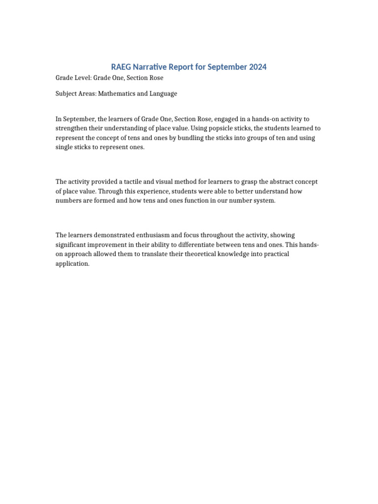 RAEG Narrative Report September 2024 1-ROSE | PDF