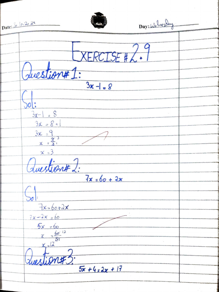 Math All Exercises Till 3.6 Full Notebook 6 Tulip | PDF