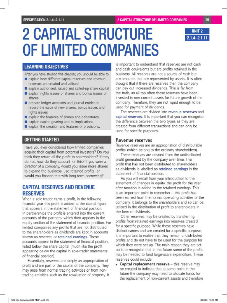 2 Capital Structure of Limited Companies | PDF | Dividend | Retained Earnings
