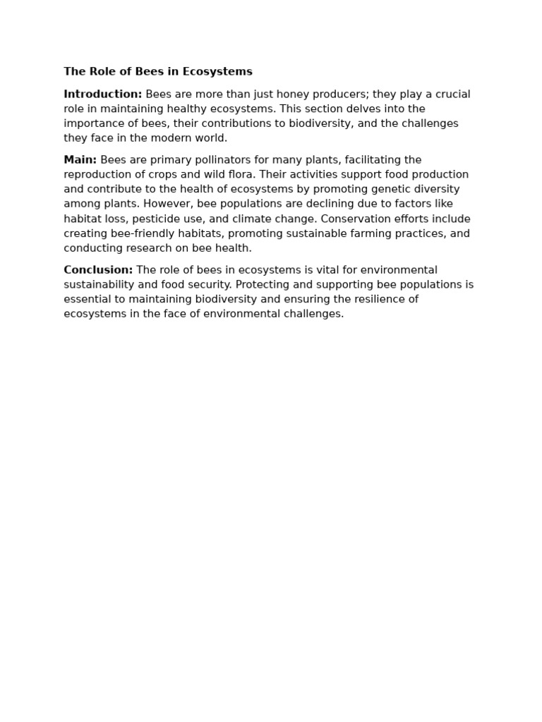 The Role of Bees in Ecosystems | PDF