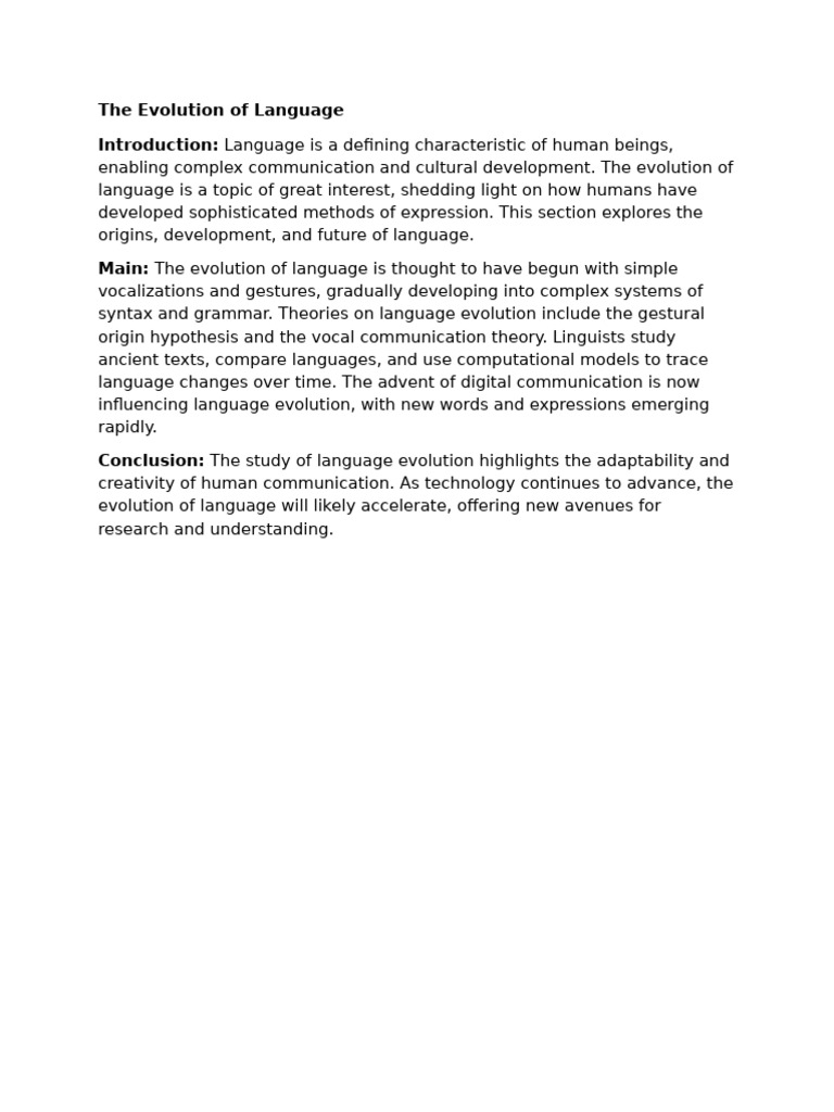 The Evolution of Human Language | PDF
