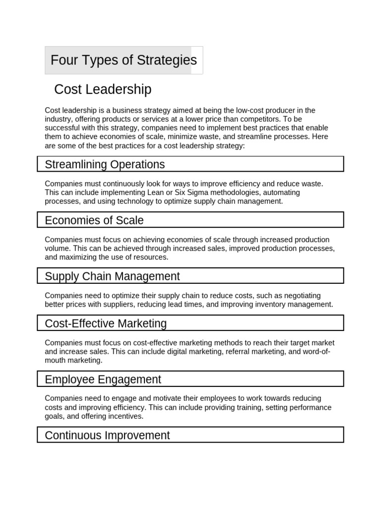 Competitive Strategies Overview | PDF | Competitive Advantage ...