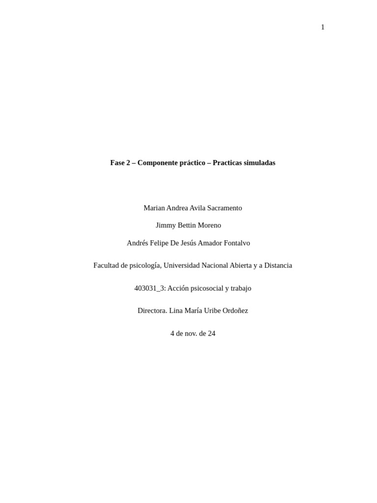 Fase2 Componente Practico | PDF | Sicología | Bienestar