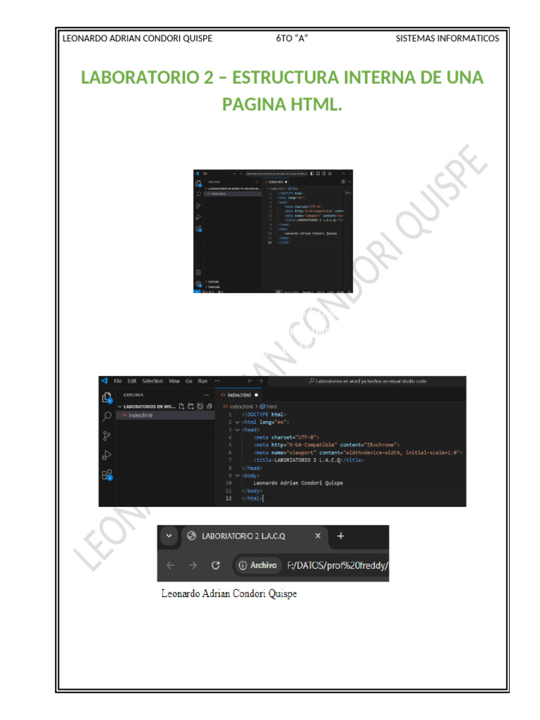 LABORATORIO 2 Estruc. interna de una paguina HTML | PDF