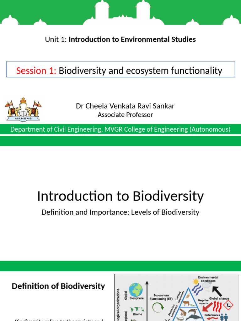 Unit 1 - Session 1 - Biodiversity and Ecosystem Functionalities | PDF | Biodiversity | Ecosystem
