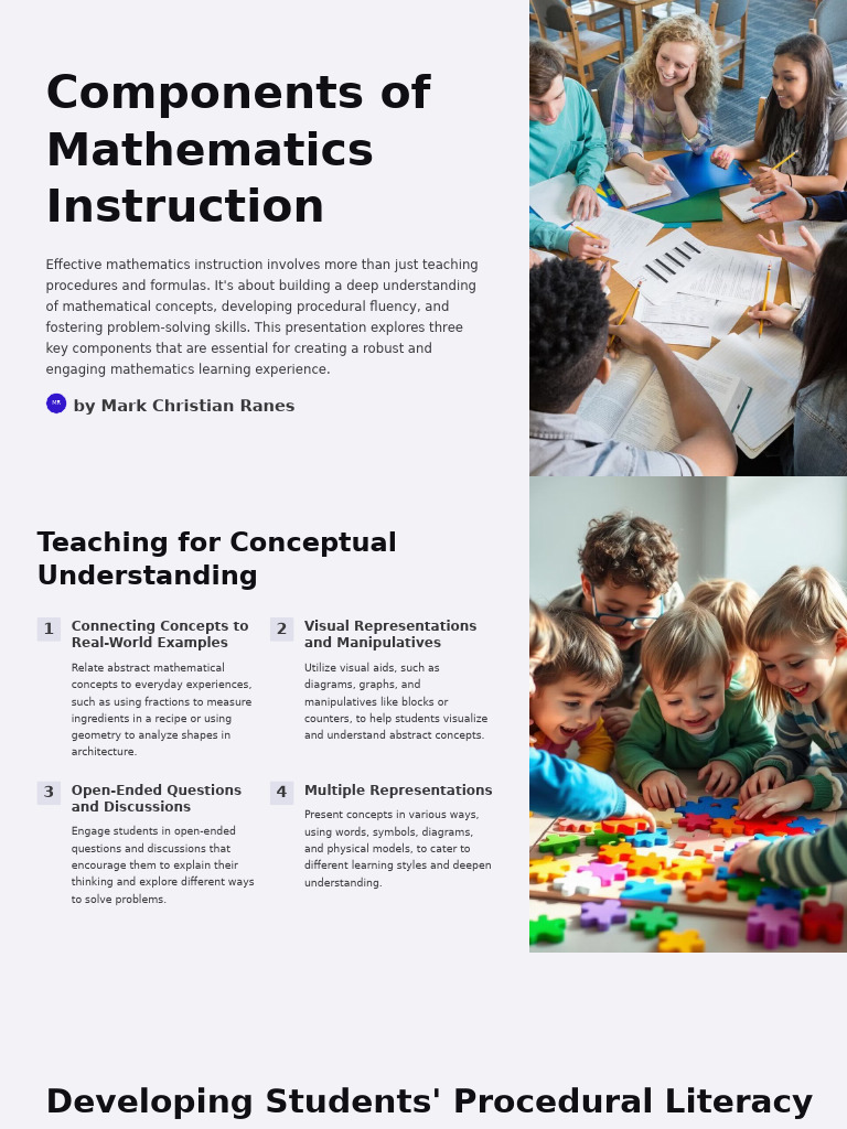 Components of Mathematics Instruction and Strategies in Teaching ...