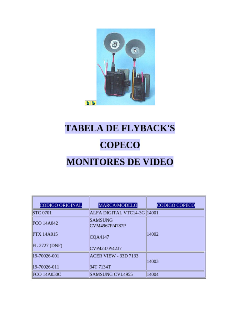 TABELA DE FLYBACK | PDF | Ibm Pc Compatibles | Display Technology