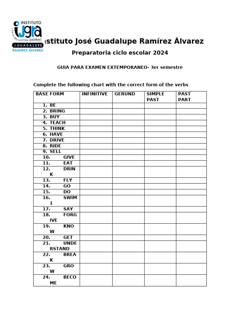 Guia Extemporaneo 3sem | PDF | Verb | Grammatical Tense