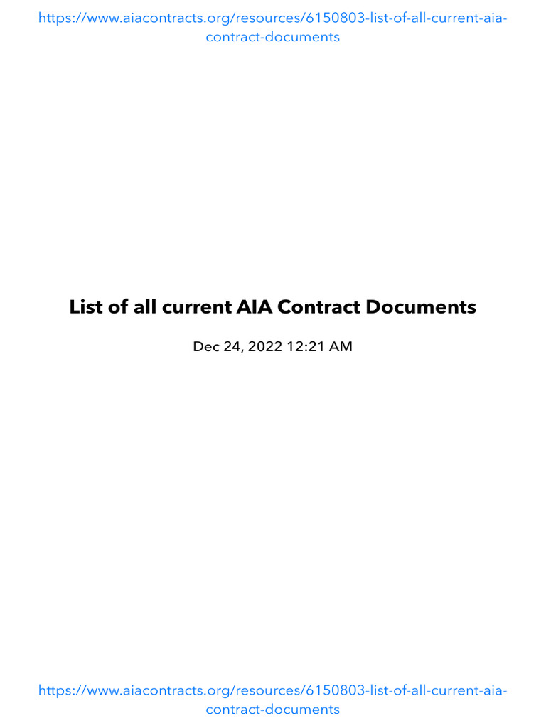 List of All Current AIA Contract Documents | PDF | Architect | Consultant