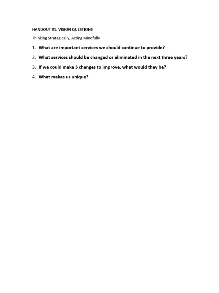 Handout 1 - Vision Questions | PDF