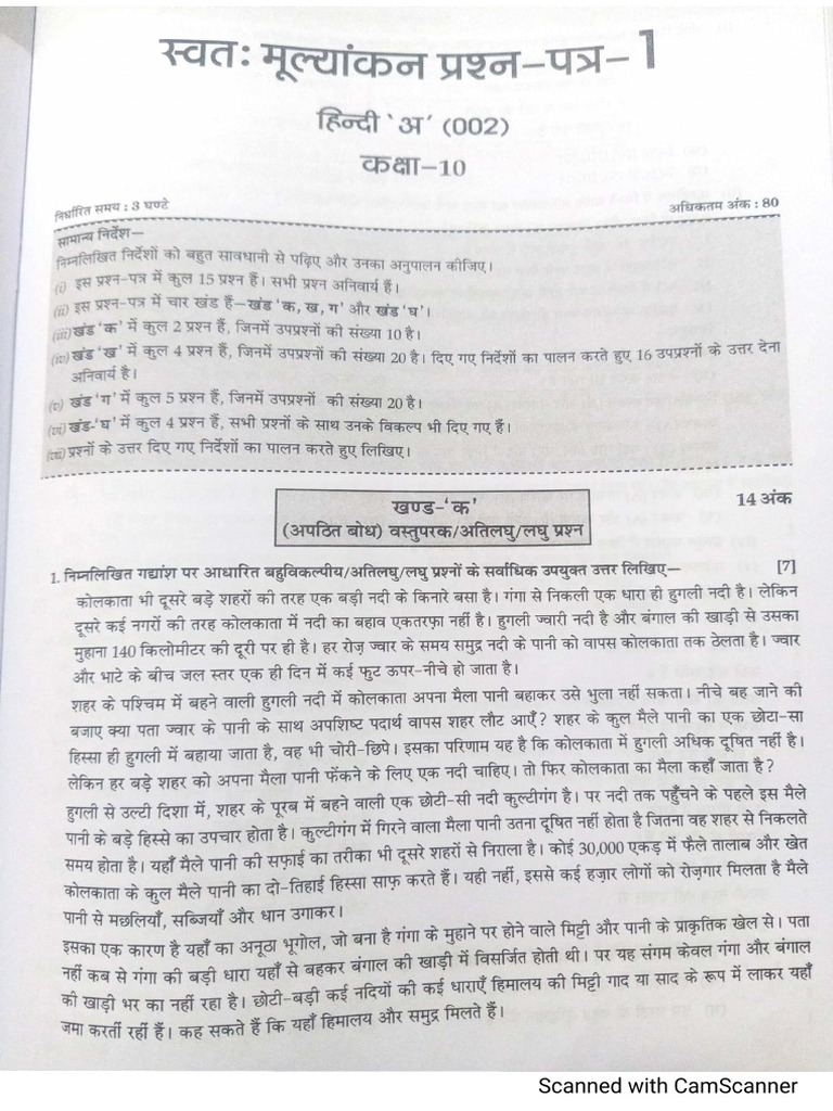 Hindi Sample Paper | PDF