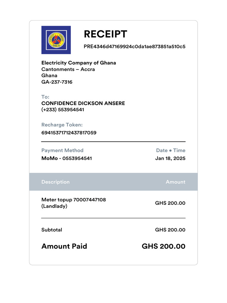 ECG PowerApp Receipt PR5 | PDF