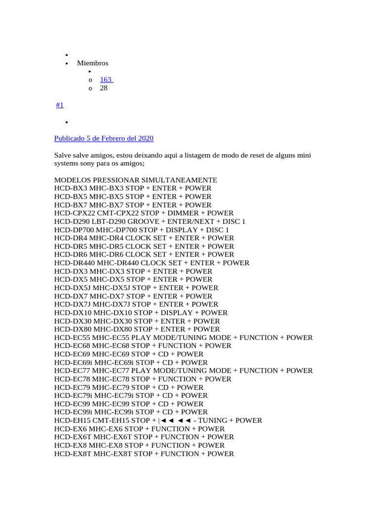 Sony Mini Systems Reset Guide | PDF | Music Technology | Components