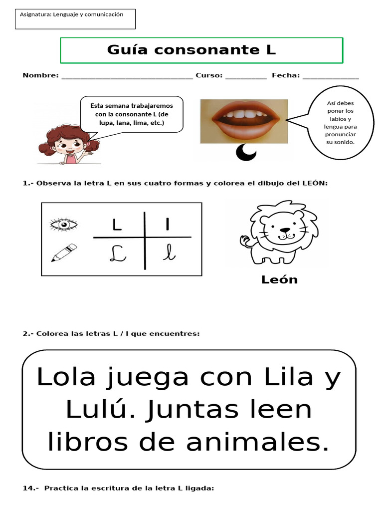 Guía Consonante L | PDF | Lingüística | Fonética