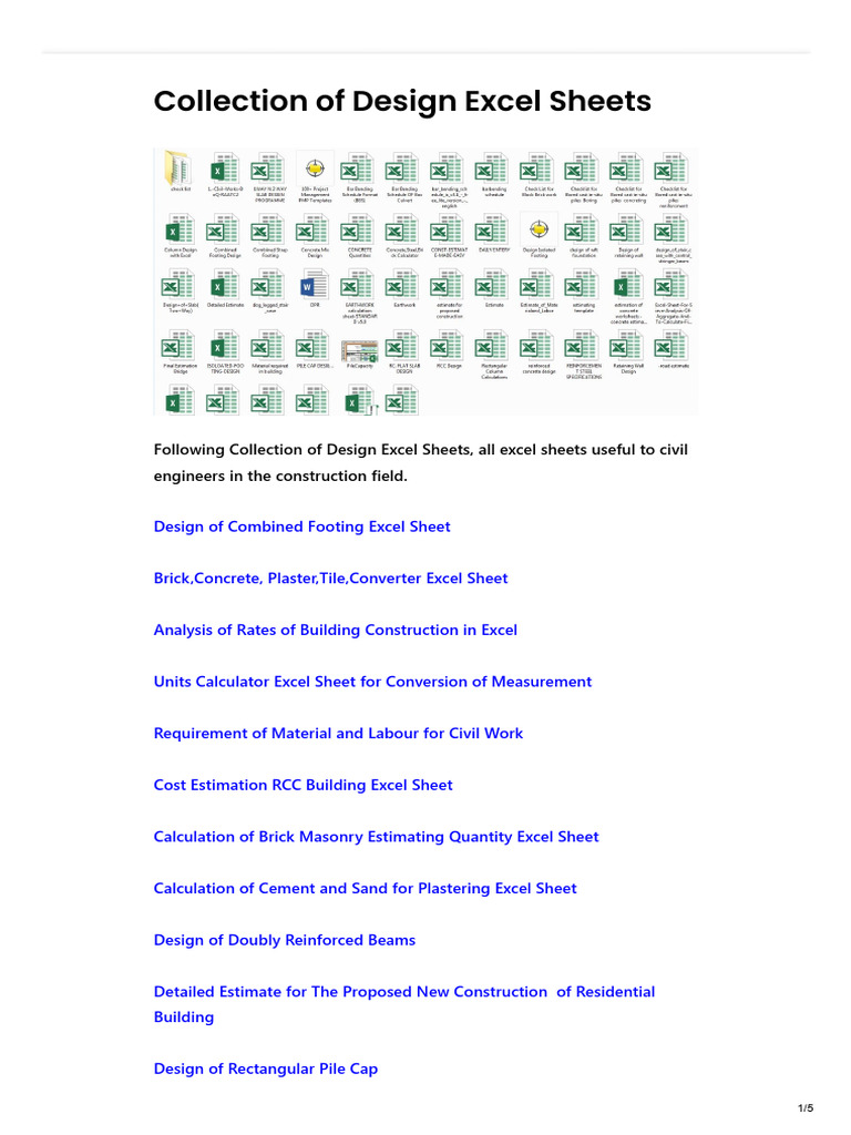 Free Collection of Civil Engineering Design Excel | PDF | Deep ...