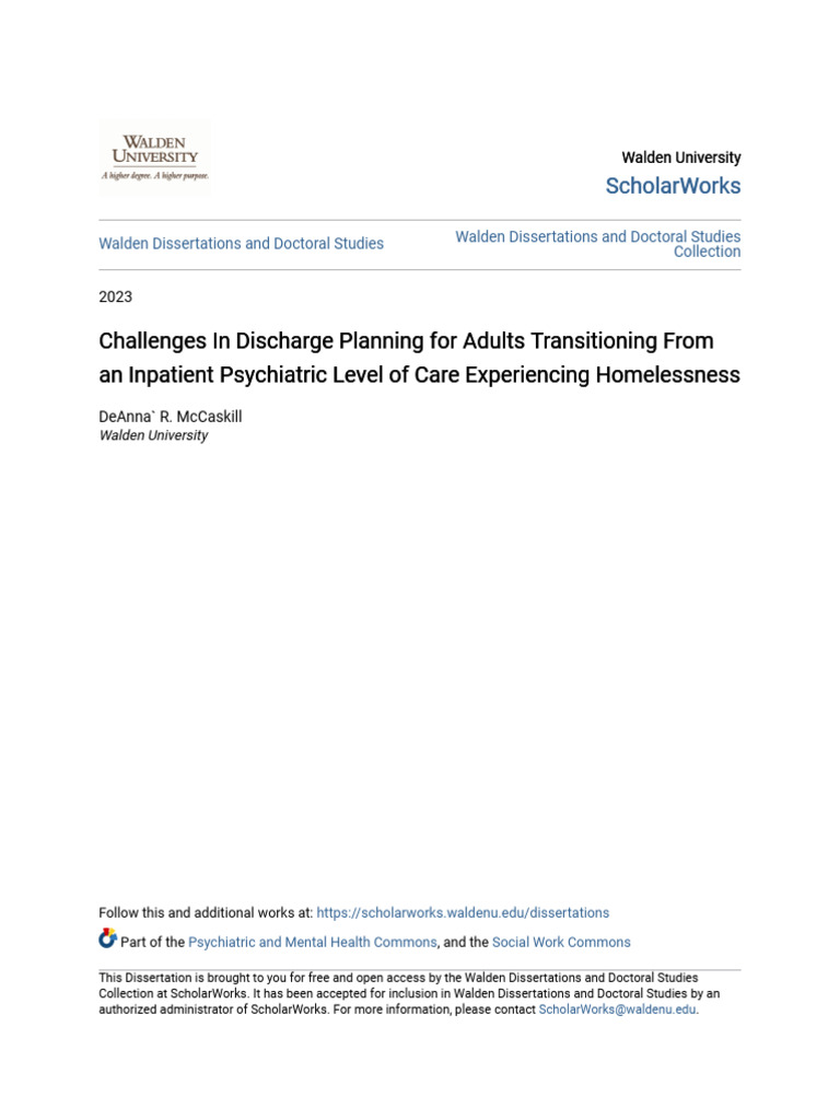 Discharge Planning for Homeless Adults | PDF | Social Work | Patient