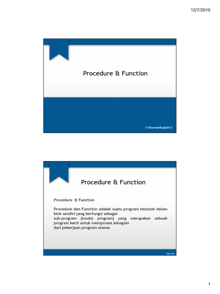 Prosedur & Fungsi dalam Pemrograman | PDF