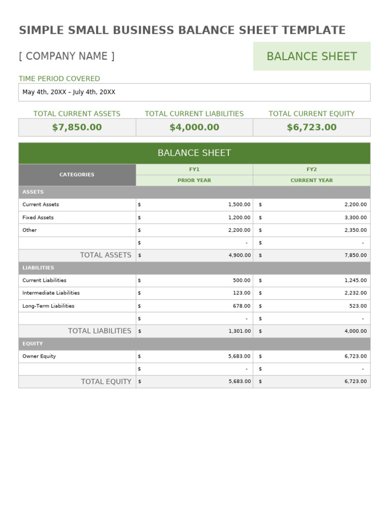 IC Simple Small Business Balance Sheet 11260 | PDF | Balance Sheet ...