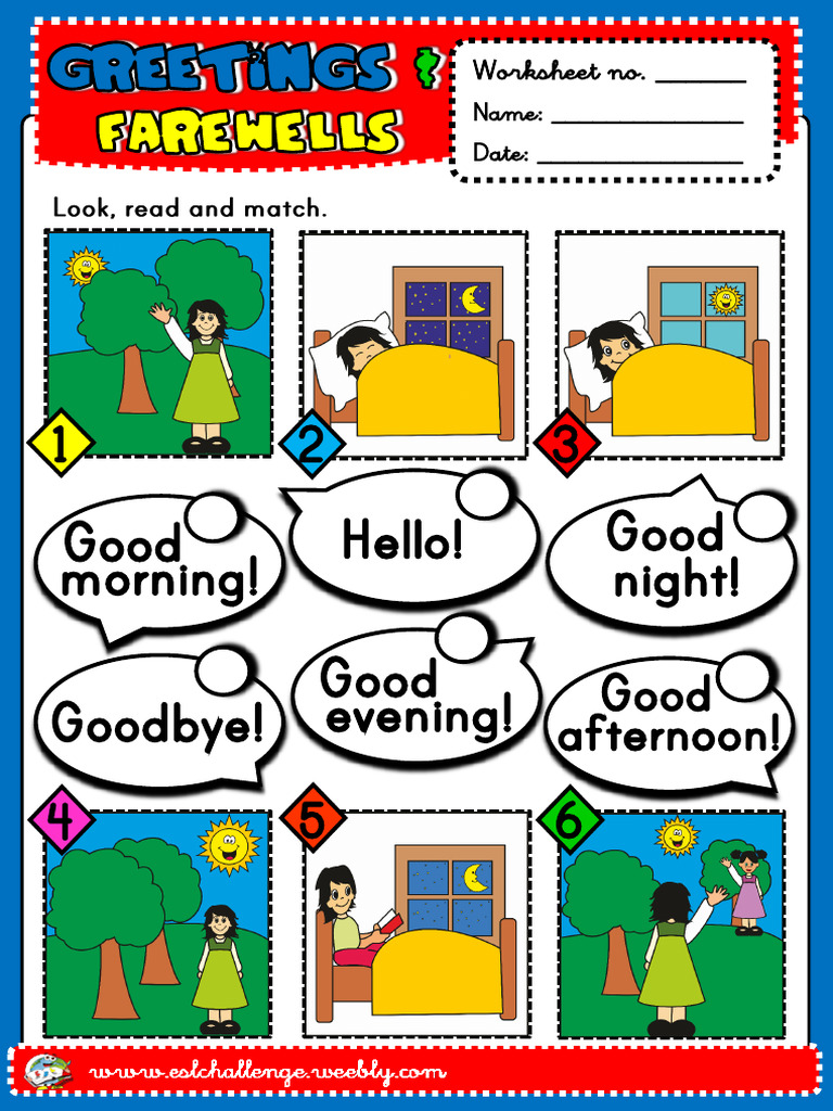 Ra Worksheet: Greetings Matching Activity | PDF