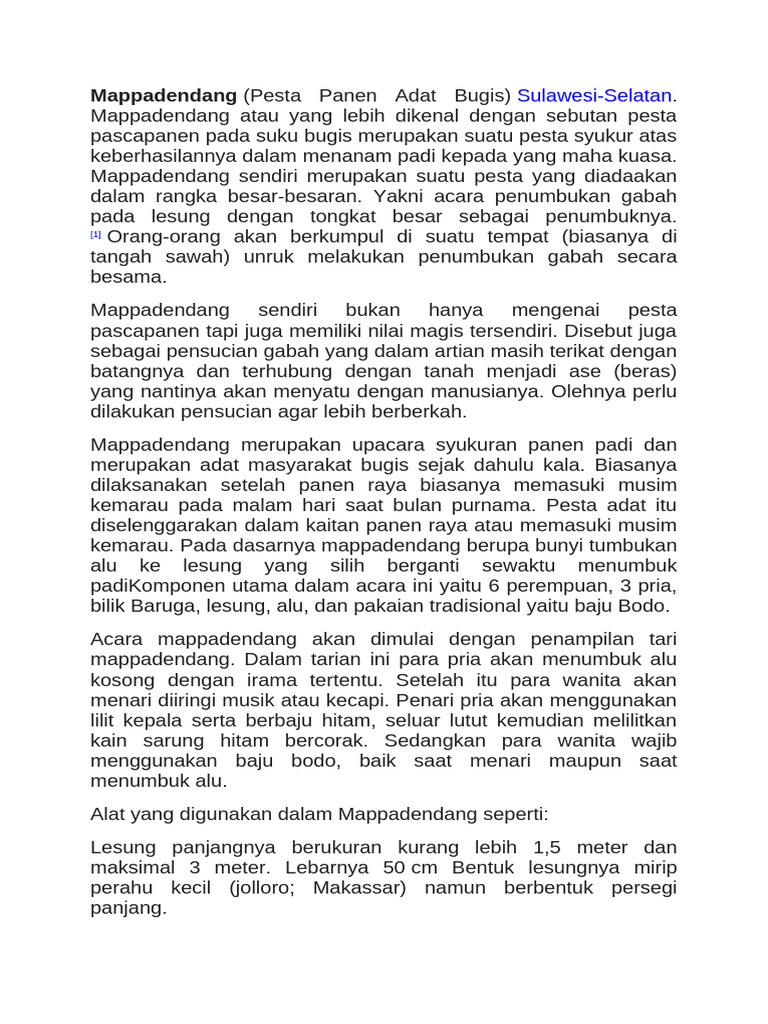 Mappadendang: Pesta Panen Adat Bugis | PDF