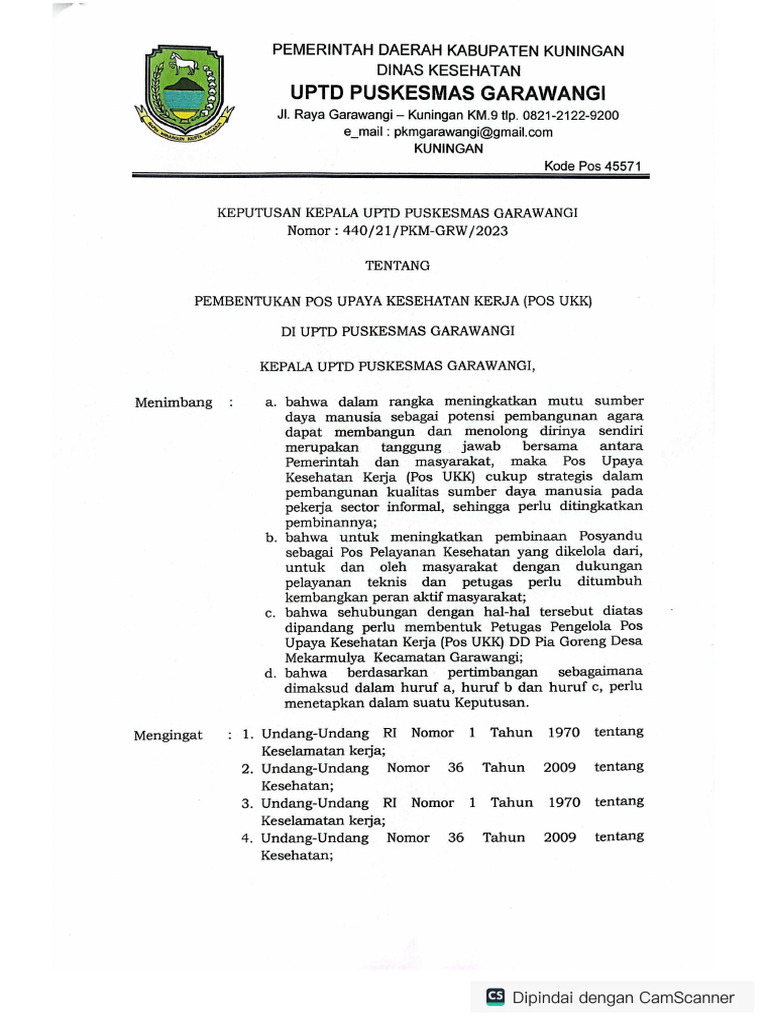 SK POS UKK DD Pia Goreng PKM Garawangi | PDF