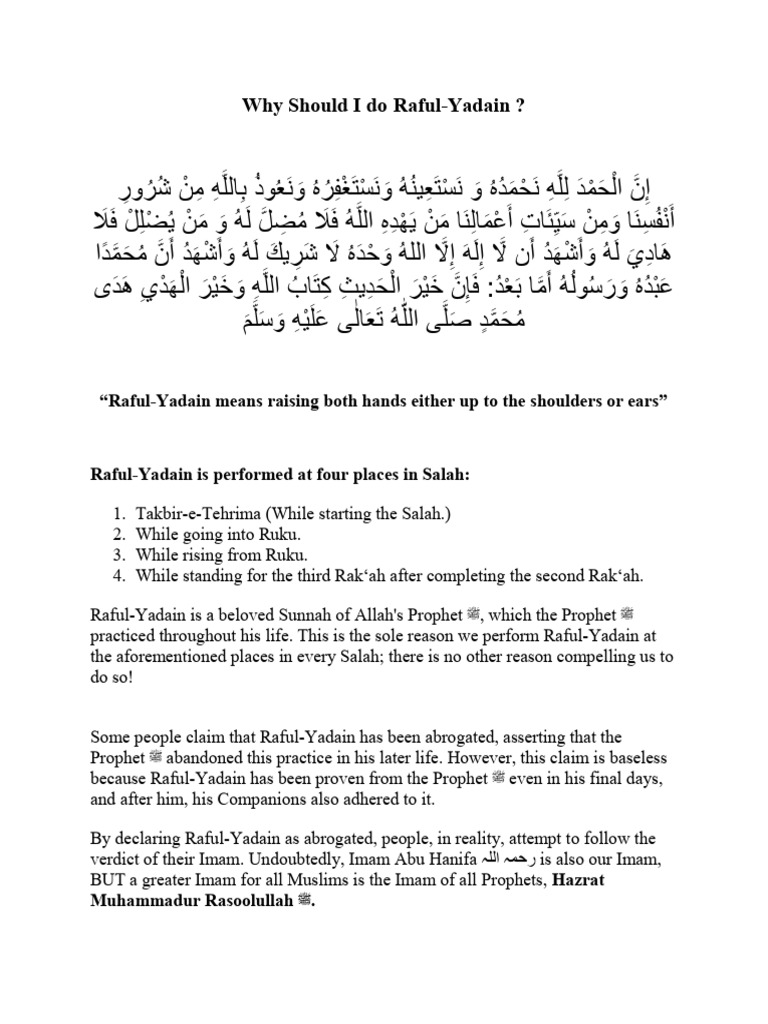 Why Should I Do Raful-Yadain - English | PDF | Hadith | Semitic Words ...