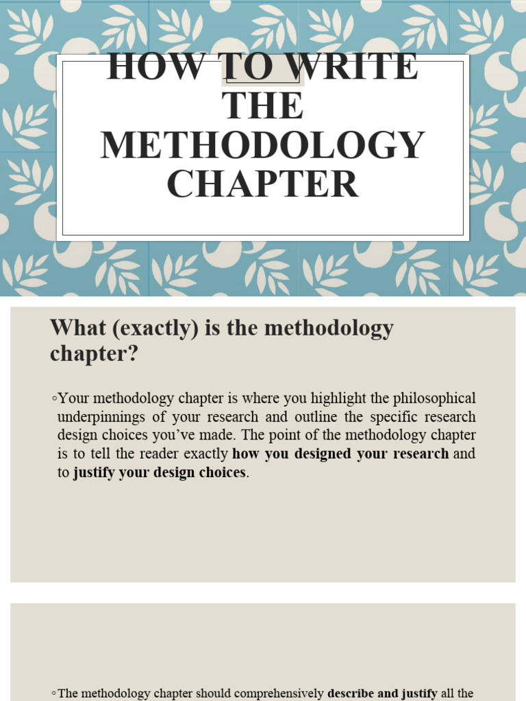 Writing Your Methodology Chapter | PDF | Methodology | Sampling ...