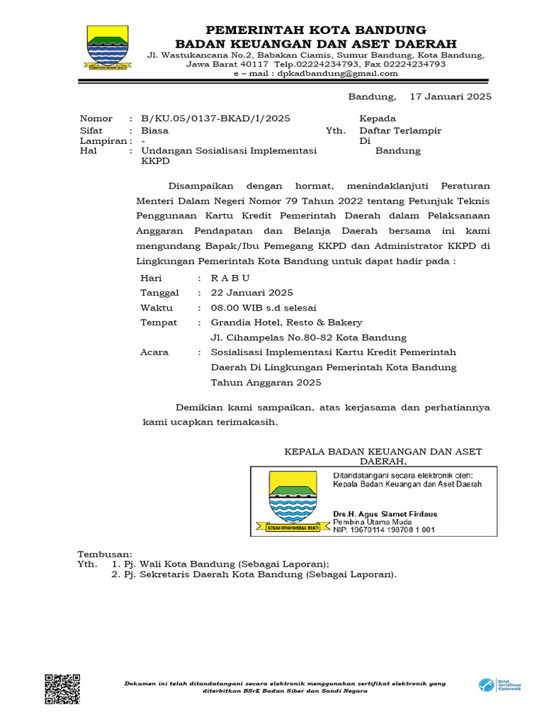 Undangan Sosialisasi KKPD Bandung 2025 | PDF