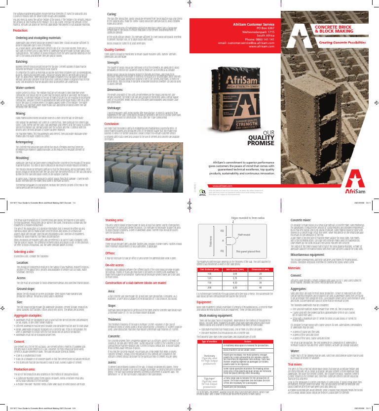 Concrete Brick and Block Making Guide | PDF | Concrete | Brick