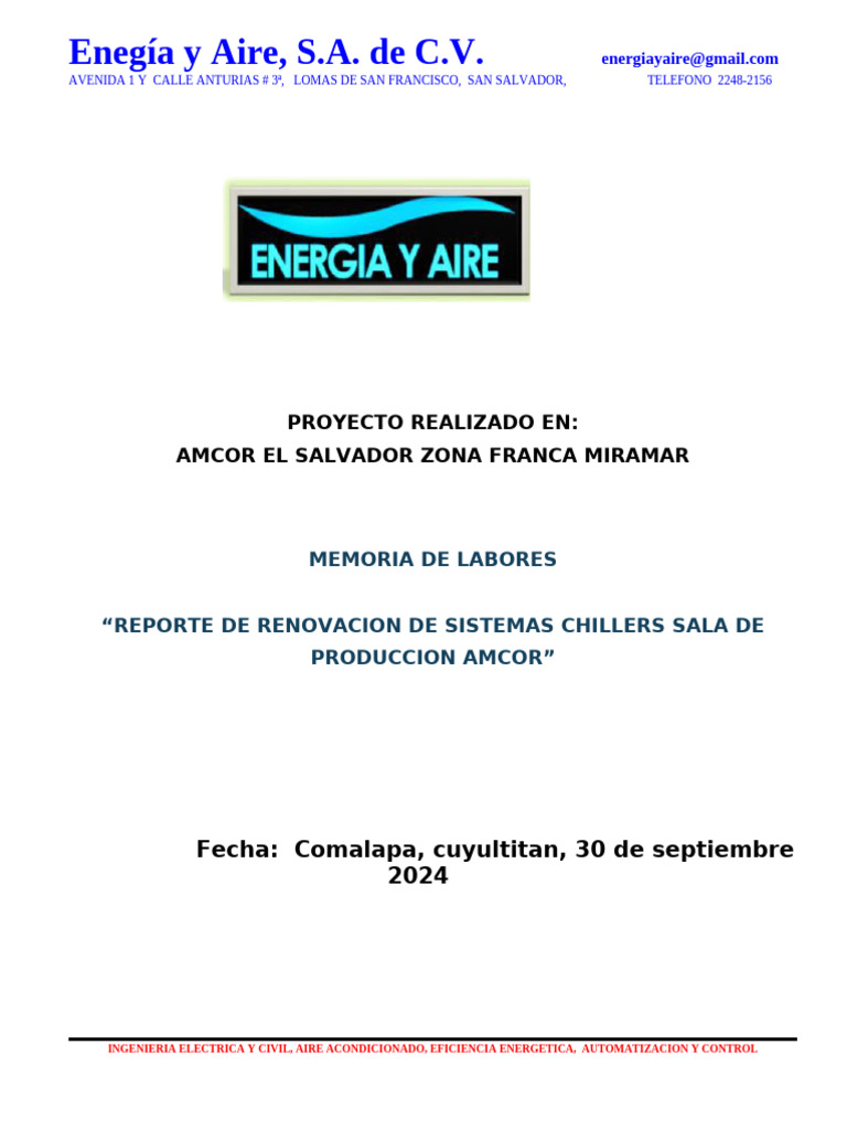 REPORTE de CHILLER TRANE AMCOR 2024 | PDF | Aire acondicionado ...