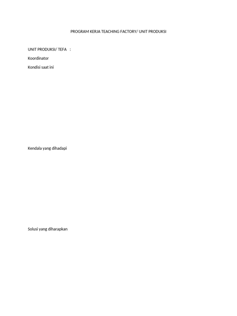 Program Kerja Teaching Factory | PDF
