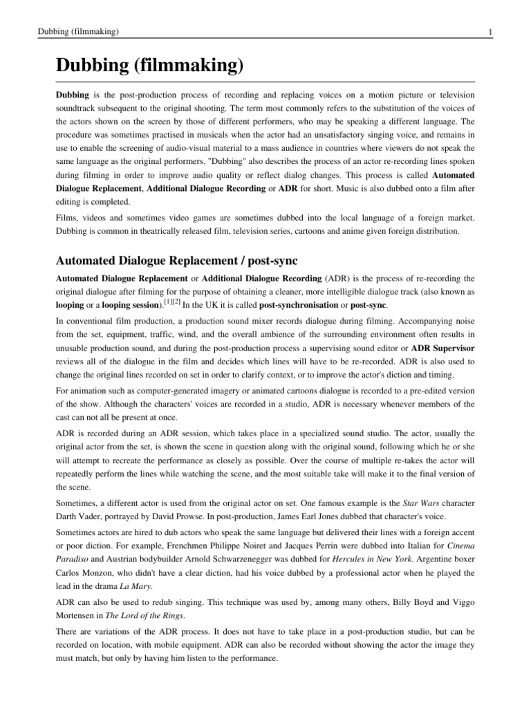 Overview of Dubbing in Film | PDF | Entertainment | Video
