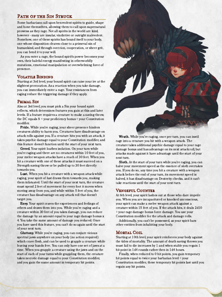 Sin Struck Barbarian Path in 5E | PDF | Seven Deadly Sins | Christian ...