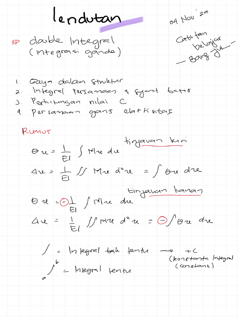Lendutan - Double Integral On November 4, 2024 | PDF